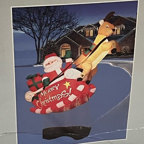 Gemmy | Holiday | Vintage Airblown Flying Santa Reindeer Christmas ...